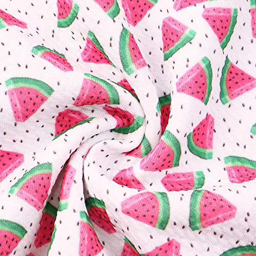 David Angie Summer Fruits Watermelon Patterned Bullet Textured Liverpool Fabric 4 Way Stretch Spandex Knit Fabric by The Yard for Head Wrap Accessories (Watermelon)