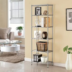 SINGAYE 6-Shelf Storage Shelf Wire Shelving Unit Metal Shelves Unit Storage Adjustable, Standing Shelf Units with PP Liner 21.25" W X 11.41D X 69 "H (Silver)