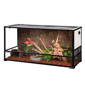 repti zoo 85 gallon large reptile tank, wide & tall tempered glass large reptile terrarium 47.2" x 17.7"x 23.6" for tortoise snake, top screen ventilation & anti escape lid