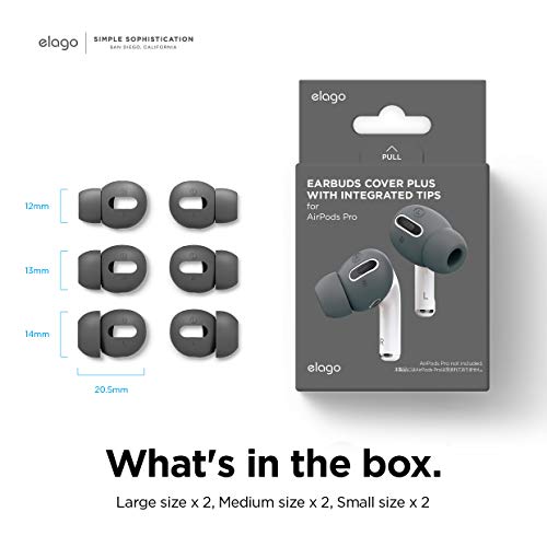 elago [6 Pairs] AirPods Pro Ear Tips with Integrated Earbuds Cover Designed for Apple AirPods Pro, Fit in The Case, Anti-Slip, [3 Sizes: Large + Medium + Small] [US Patent Registered] (Dark Grey)