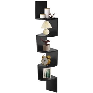 coral flower 5 tier shelves for wall storage, easy-to-assemble floating wall mount shelves for offices, bedrooms, bathrooms, kitchens, living rooms and dorm rooms