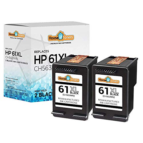 Houseoftoners Remanufactured Ink Cartridge Replacement for HP 61XL 61 XL for Hp Envy 4500 5530 5534 5535 Deskjet 1000 1056 1010 1510 1512 2540 3050 050A Officejet 2620 4630 (2 Black)