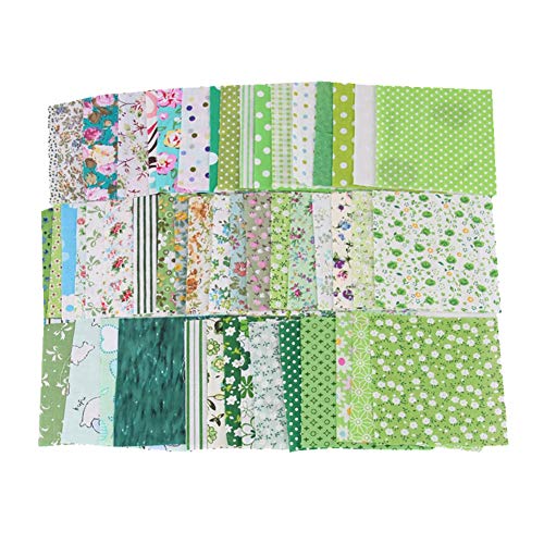 ExhilaraZ Hot Cotton Fabric DIY Handmade Patchwork Quilting Sewing Craft Scrapbook Cloth 50Pcs Green