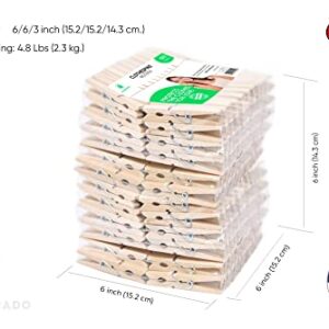 Eldorado Clothespins - 300 PCS. Standard Natural Wooden, Stain Proof, 3 inch, for Multipurpose Everyday Laundry, Clothes, Towels, Craft, Photos, Pictures, Decor, Baby Shower, Art Wall (300)