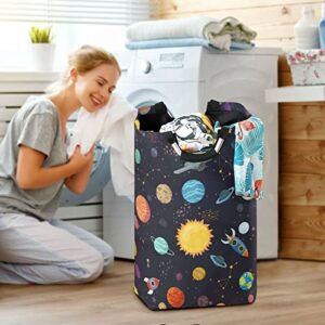 One Bear Carton Space Spaceships Laundry Basket Foldable Large Laundry Hamper Bucket with Handles Collapsible Nursery Storage Bin for Kids Clothes Toy