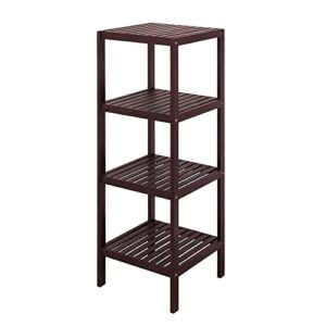 zoopolyn 100% bamboo bathroom shelf 13 x 13 x 39 inches 4-tier multifunction standing towel rack storage organizer unit brown