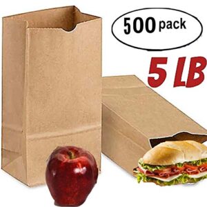 brown kraft paper bags 5 lb 500 brown paper lunch bags 5 Pound brown paper sacks lunch sandwich brown paper bags Lunch Bags, Party Bags Pack of 500 brown lunch bags bulk (brown)