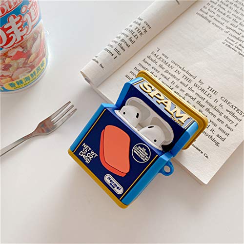 Mulafnxal for Airpods 1&2 Case, Cute 3D Funny Cartoon Food Soft Silicone Protective Airpod Cover, Stylish Fun Cool Design Shockproof Skin, Fashion Cases for Girls Kids Teens Air pods (Lunch Meat)