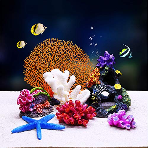 Danmu 1Pc of Polyresin Coral Ornaments, Aquarium Coral Decor for Fish Tank Aquarium Decoration 3 7/10" x 2 1/2" x 2 4/5"