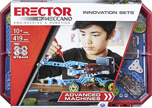 Meccano Erector, Advanced Machines Innovation Set, S.T.E.A.M. Building Kit with Real Motor