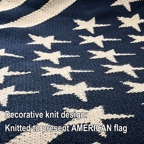 US Flag Knitted Blanket Patriotic Throw Super Comfy Soft Cozy for Coach and Bed 50"x 60" Warm for All Season TV Blankets