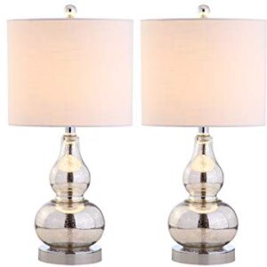 JONATHAN Y JYL1028C-SET2 Anya 20.5" Mini Glass Lamp(Set of 2) Transitional,Glam,Midcentury for Bedroom, Living Room, Office, College Dorm, Coffee Table, Bookcase, Silver, 2 Piece