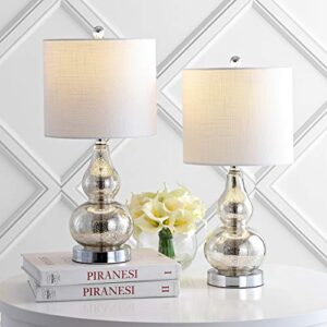 JONATHAN Y JYL1028C-SET2 Anya 20.5" Mini Glass Lamp(Set of 2) Transitional,Glam,Midcentury for Bedroom, Living Room, Office, College Dorm, Coffee Table, Bookcase, Silver, 2 Piece