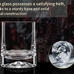 JBHO Hand Blown Crystal Double Old Fashioned Cocktail, Solid Whiskey Glasses, Rocks Glasses, Lowball Glasses - 12 Ounce - set of 2 - Perfect Size for Oversized Ice Cubes