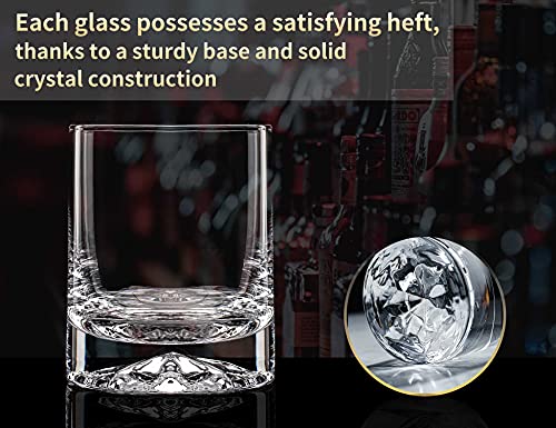 JBHO Hand Blown Crystal Double Old Fashioned Cocktail, Solid Whiskey Glasses, Rocks Glasses, Lowball Glasses - 12 Ounce - set of 2 - Perfect Size for Oversized Ice Cubes