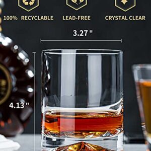 JBHO Hand Blown Crystal Double Old Fashioned Cocktail, Solid Whiskey Glasses, Rocks Glasses, Lowball Glasses - 12 Ounce - set of 2 - Perfect Size for Oversized Ice Cubes