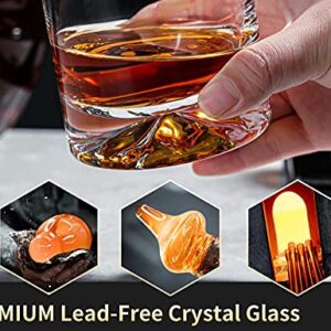 JBHO Hand Blown Crystal Double Old Fashioned Cocktail, Solid Whiskey Glasses, Rocks Glasses, Lowball Glasses - 12 Ounce - set of 2 - Perfect Size for Oversized Ice Cubes