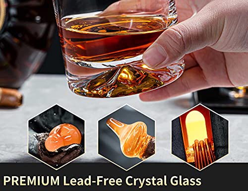 JBHO Hand Blown Crystal Double Old Fashioned Cocktail, Solid Whiskey Glasses, Rocks Glasses, Lowball Glasses - 12 Ounce - set of 2 - Perfect Size for Oversized Ice Cubes