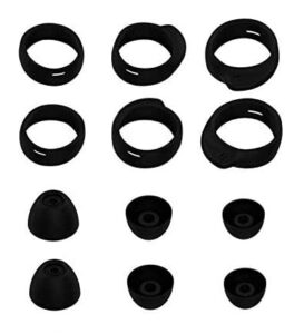 rayker ear tips kit for galaxy buds+ plus sm-r175 headphone, 3 pairs ear hooks & 3 pairs ear tips kit, soft silicone, in case, for sm-r175 galaxy buds plus +, 3+3 pairs, black