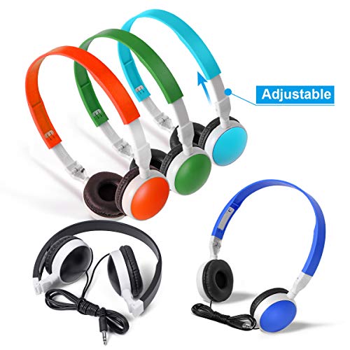 Keewonda Bulk Headphones for Kids' School Classroom - 5 Pack of Headphones KW-N05 Multi Color School Headsets for Computer Students Children Libraries