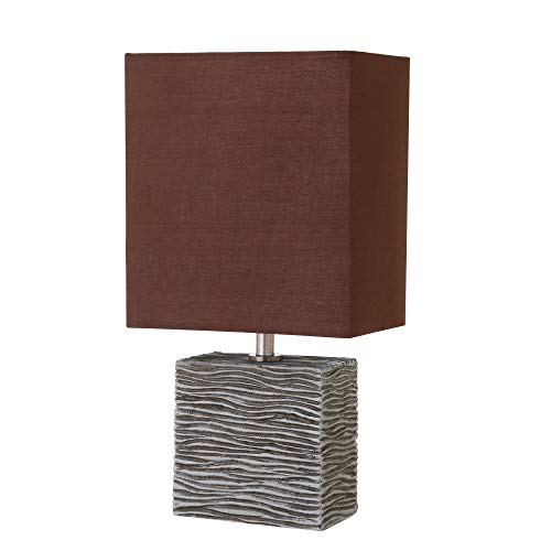 Amazon Basics Rectangular Poly Table Lamp with LED Bulb - 6" x 4" x 11.5", Brushed Nickel