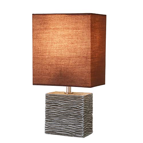 Amazon Basics Rectangular Poly Table Lamp with LED Bulb - 6" x 4" x 11.5", Brushed Nickel