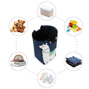 CaTaKu Starry Night Alpaca Laundry Hamper，Cute Llama Laundry Basket Box Big Storage Waterproof Easy Carry for Family Dormitory Laundry Room, 12.6 x 11 x 22.7 Inches