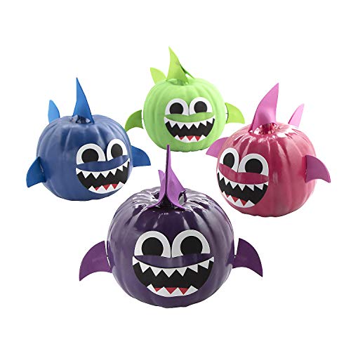 Fun Express Shark Pumpkin Decorating Kit for Halloween - Makes 12 - DIY Crafts and Activities for Kids