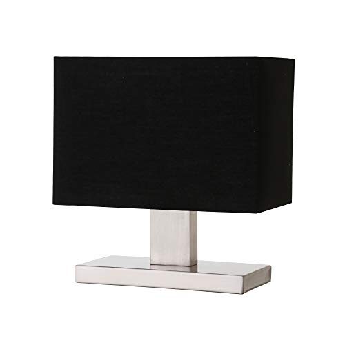 Amazon Basics Rectangular Metal Base Table Lamp with LED Bulb - 9.5" x 5.5" x 10.2", Brushed Nickel