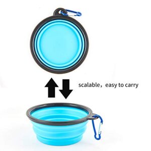 Collapsible Dog Bowls, Travel Dog Cat Water Bowl Portable Foldable Food Dishes with Carabiner Clip for Traveling, Hiking, Walking (Pack of 5)