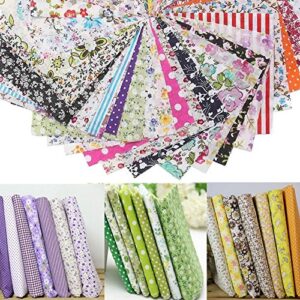 Gaweb Square Shape, Flower, Striped, Polka Dot Cotton Fabric,7Pcs 25x25cm Cotton Fabric Flower Polka Dot Bundle DIY Patchwork Quilt Cloth Purple (7pcs / Set)