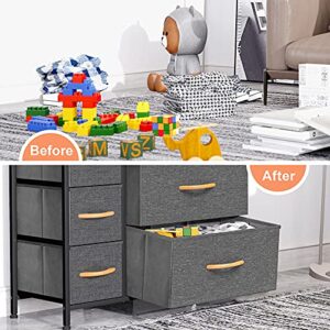 Crestlive Products Vertical Dresser Storage Tower - Sturdy Steel Frame, Wood Top, Easy Pull Fabric Bins, Wood Handles - Organizer Unit for Bedroom, Hallway, Entryway, Closets - 9 Drawers (Gray)