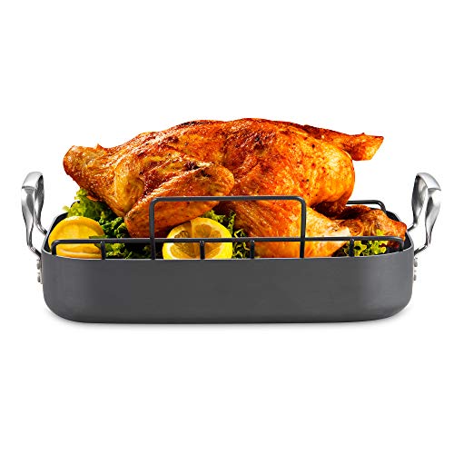 Cooks Standard Hard Anodized Roaster, 16-inch x 12-inch, Black