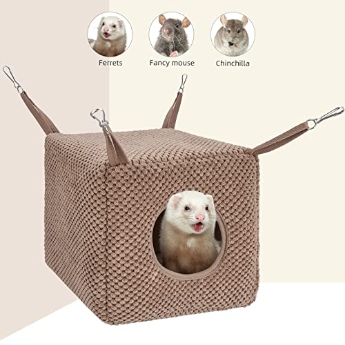 Niteangel Ferret Cozy Swing Hammock - Hanging Beds for Ferrets Rats Chinchilla Sugar Gliders or Other Small Animals (Chocolate)