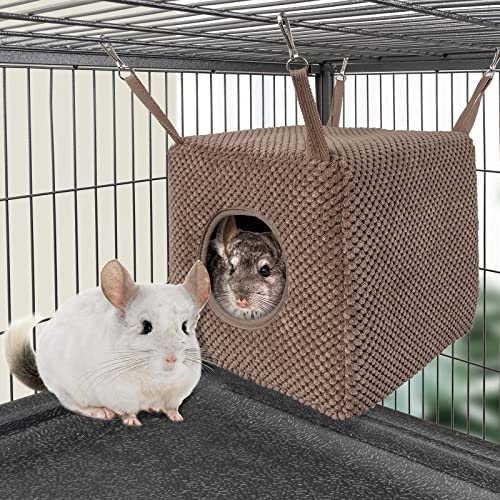 Niteangel Ferret Cozy Swing Hammock - Hanging Beds for Ferrets Rats Chinchilla Sugar Gliders or Other Small Animals (Chocolate)