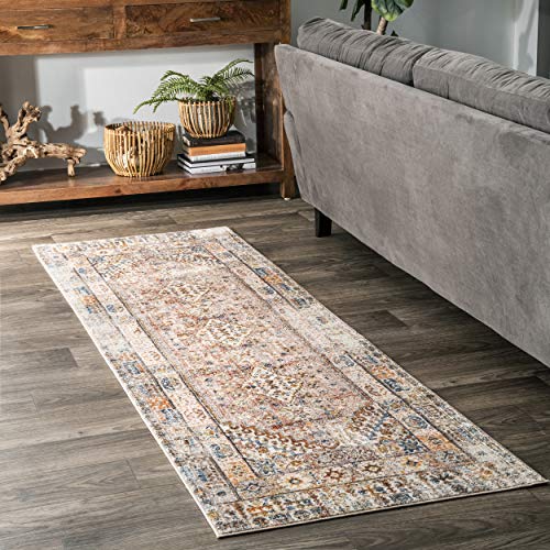 nuLOOM Farley Medallion Fringe Runner Rug, 2' 6" x 6', Khaki