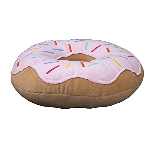 MABEL HOME Throw Pillow 14", Donut, 3D Digital Print Decorative Comfortable Soft Plush Funny Food Shaped Pillow, Seat Pad Cushion for Couch, Chair, Floor, Sofa (Pink)