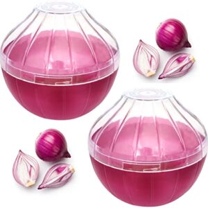 ZTFORUS Onion Keeper Set, 2 Pack Reusable Refrigerator Onion Saver Container with Clear Lid Onion Organizer Holder for Leftover Onion