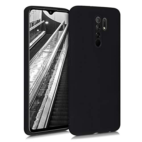 kwmobile Case Compatible with Xiaomi Redmi 9 - Case in Soft Matte Finish TPU with Camera Protection - Black Matte