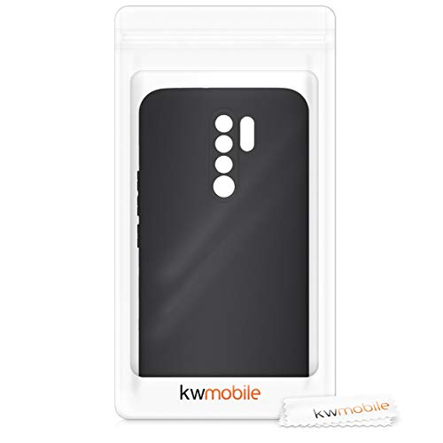 kwmobile Case Compatible with Xiaomi Redmi 9 - Case in Soft Matte Finish TPU with Camera Protection - Black Matte