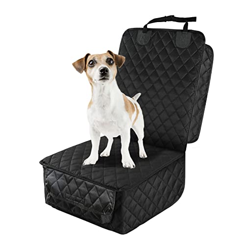 PETICON Waterproof Front Seat Car Cover, Full Protection Dog Car Seat Cover with Side Flaps, Nonslip Scratchproof Captain Chair Seat Cover Fits for Cars, Trucks, SUVs, Jeep