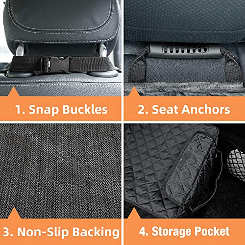 PETICON Waterproof Front Seat Car Cover, Full Protection Dog Car Seat Cover with Side Flaps, Nonslip Scratchproof Captain Chair Seat Cover Fits for Cars, Trucks, SUVs, Jeep