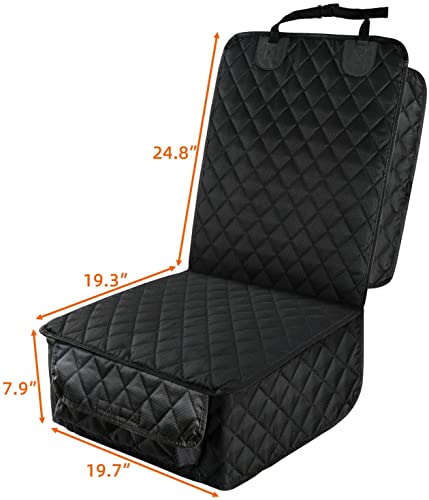 PETICON Waterproof Front Seat Car Cover, Full Protection Dog Car Seat Cover with Side Flaps, Nonslip Scratchproof Captain Chair Seat Cover Fits for Cars, Trucks, SUVs, Jeep