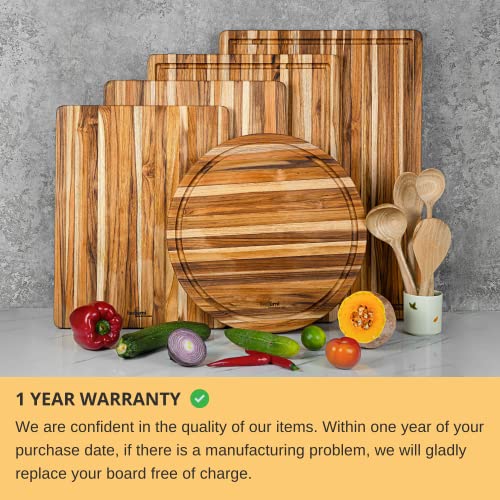 BEEFURNI Teak Wood Cutting Board with Juice Groove Hand Grip, Large Wooden Cutting Boards for Kitchen, Chopping Board Wood, Mothers Day Gifts, 1 Year Manufactuer Warranty (L, 22"L x 16"W x 1.25"Th)