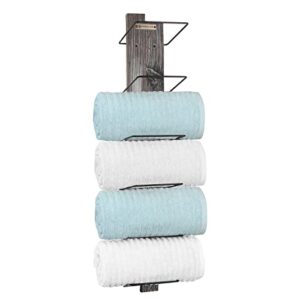 j jackcube design wall mount rustic wood and metal towel rack 6 tier shelf holder for shower & hand towels for bathroom hanging storage multi-rack - mk594a