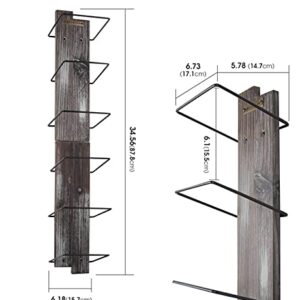 J JACKCUBE DESIGN Wall Mount Rustic Wood and Metal Towel Rack 6 Tier Shelf Holder for Shower & Hand Towels for Bathroom Hanging Storage Multi-Rack - MK594A