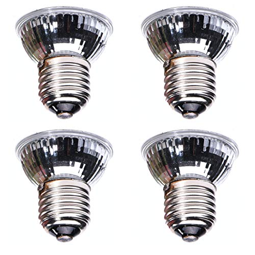 CALPALMY 4-Pack 50W UVA+UVB Bulbs | Heat and Light for Reptiles and Amphibian Tanks, Terrariums and Cages | Works with Various Lamp Fixtures