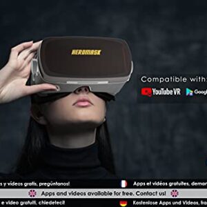 VR Headset with Controller - Virtual Reality Gaming - 3D Glasses Compatible with iPhone 11 XR Samsung Galaxy s10 Xiaomi mi 9. Apple & Android Phone- Professional VR Goggles with Button- Heromask PRO