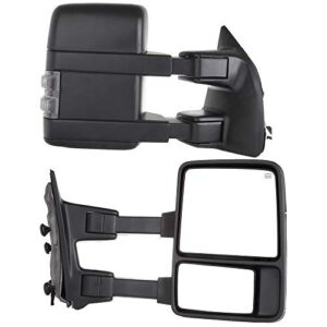 qualinsist tow mirrors fit for 1999-2015 for ford for f250/for f350/for f450/for f550 super duty towing mirrors with manual adjusted no heated turn signal light black housing 2pcs lh and rh side