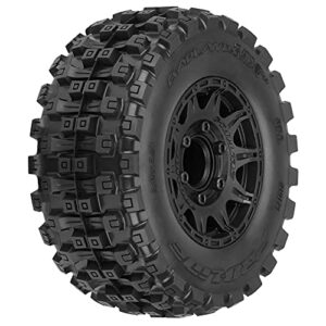 pro-line racing 1/10 badlands mx28 belted f/r 2.8" mt tres mounted 12mm blk raid 2 pro1017410